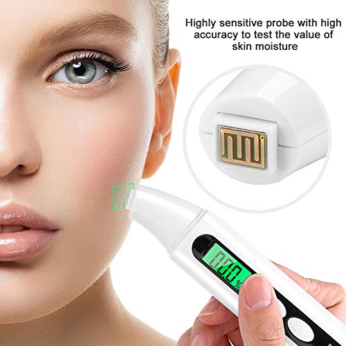 Skin Moisture Analyzer Portable, 0~99.9% Skin Moisture Detector Digital LCD Skin Face Moisture Oil Analyzer Monitor Tester Detector