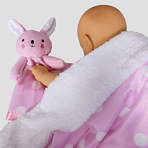 SONA G DESIGNS Personalized Baby Security Blanket Lovey and Swaddle Blanket Set with Custom Embroidered Name for Babies Boy and Girl (Bunny with Embroidered Name)