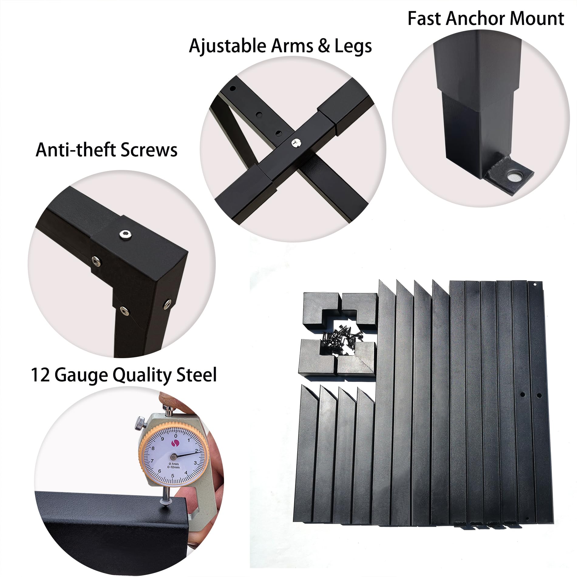 Nuwovwo AC Security Cage, Adjustable Height and Width, Steel Air Conditioner Cage for Round or Square Shape incl. Self-Tapping Screw