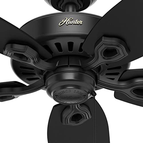 Hunter Fan Company 53294 Builder Elite Versatile Indoor/Outdoor 52 Inch Ceiling Fan without Light Fixture, Matte Black, 52"