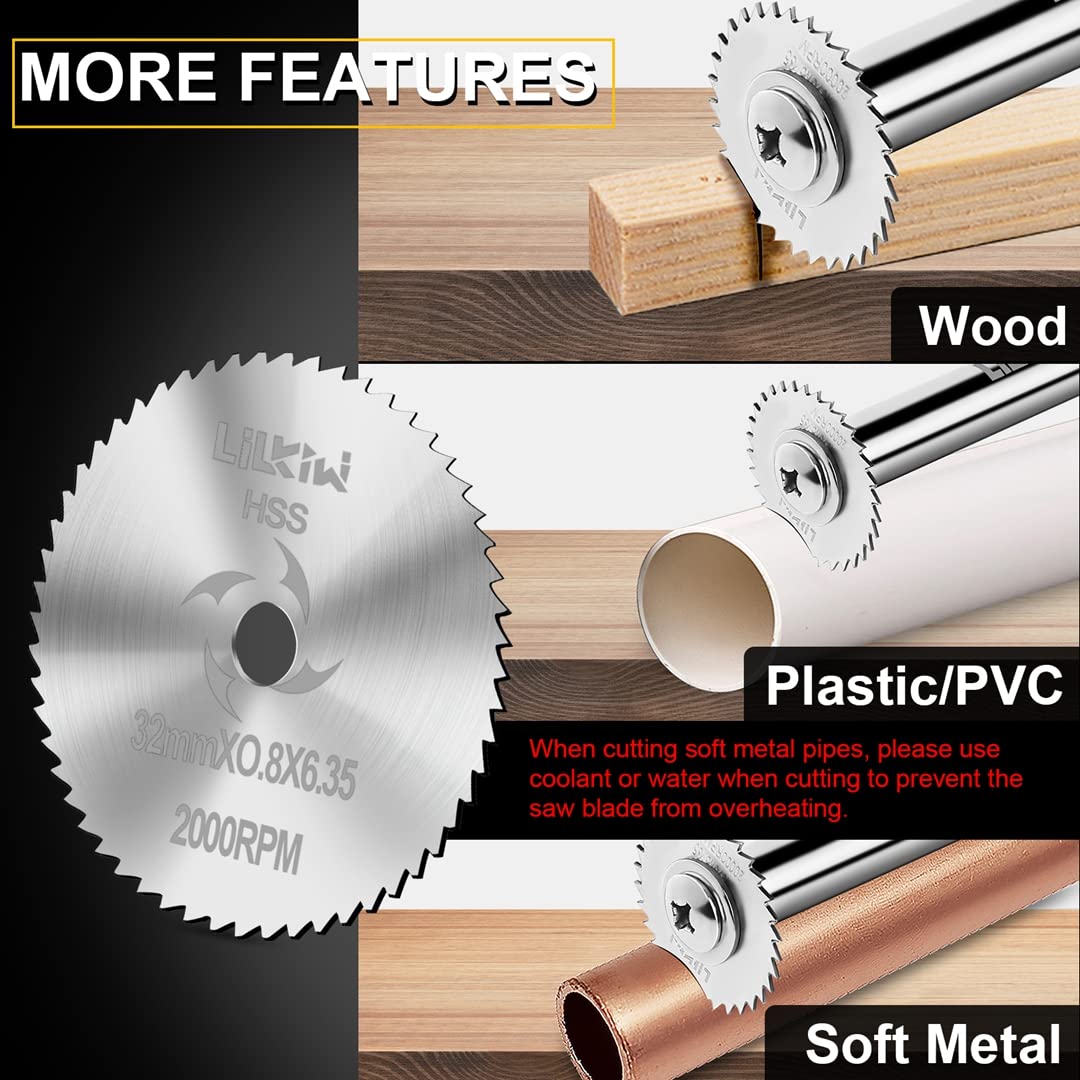 LitKiwi 1/4-Inch Hex Shank Rotary Drill Saw(with 5PCS Blades),HSS Saw Disc Wheel Cutting Blades for Drills Rotary Tools