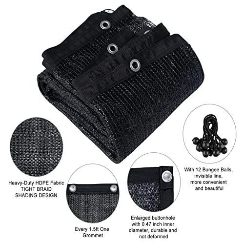 Shatex 90% Shade Fabric Sun Shade Cloth Taped Edge with Grommets Sun-Block Mesh Shade for Pergola Cover Canopy 8β x 12β, Black
