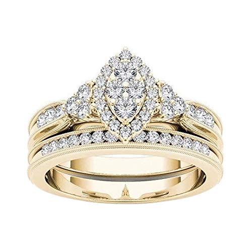 Junqisd Dainty Princess Crown Inlaid Crystal Ring Fashion Personalized Cubic Zirconia Wedding Engagement Anniversary Ring for Women(Gold,7)