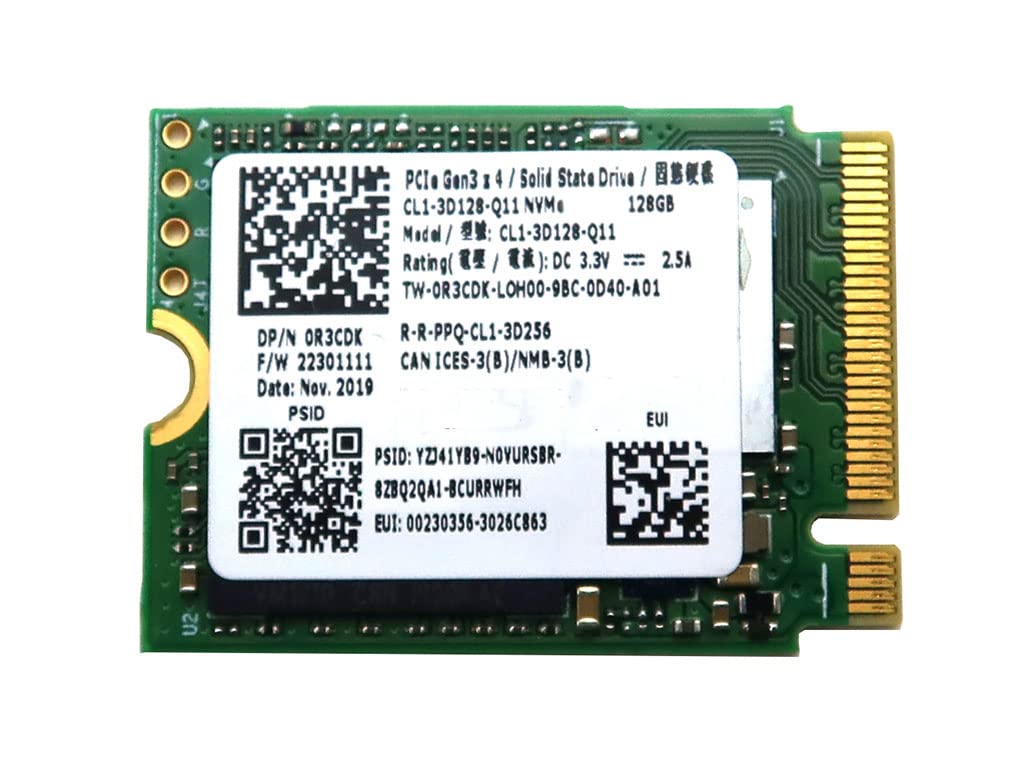 Solid State Drive R3CDK 0R3CDK TW-0R3CDK Compatible Replacement Spare Part for Lite-On CL1-3D128-Q11 128GB M.2 2230 NVMe PCIE Gen3 x4 SSD