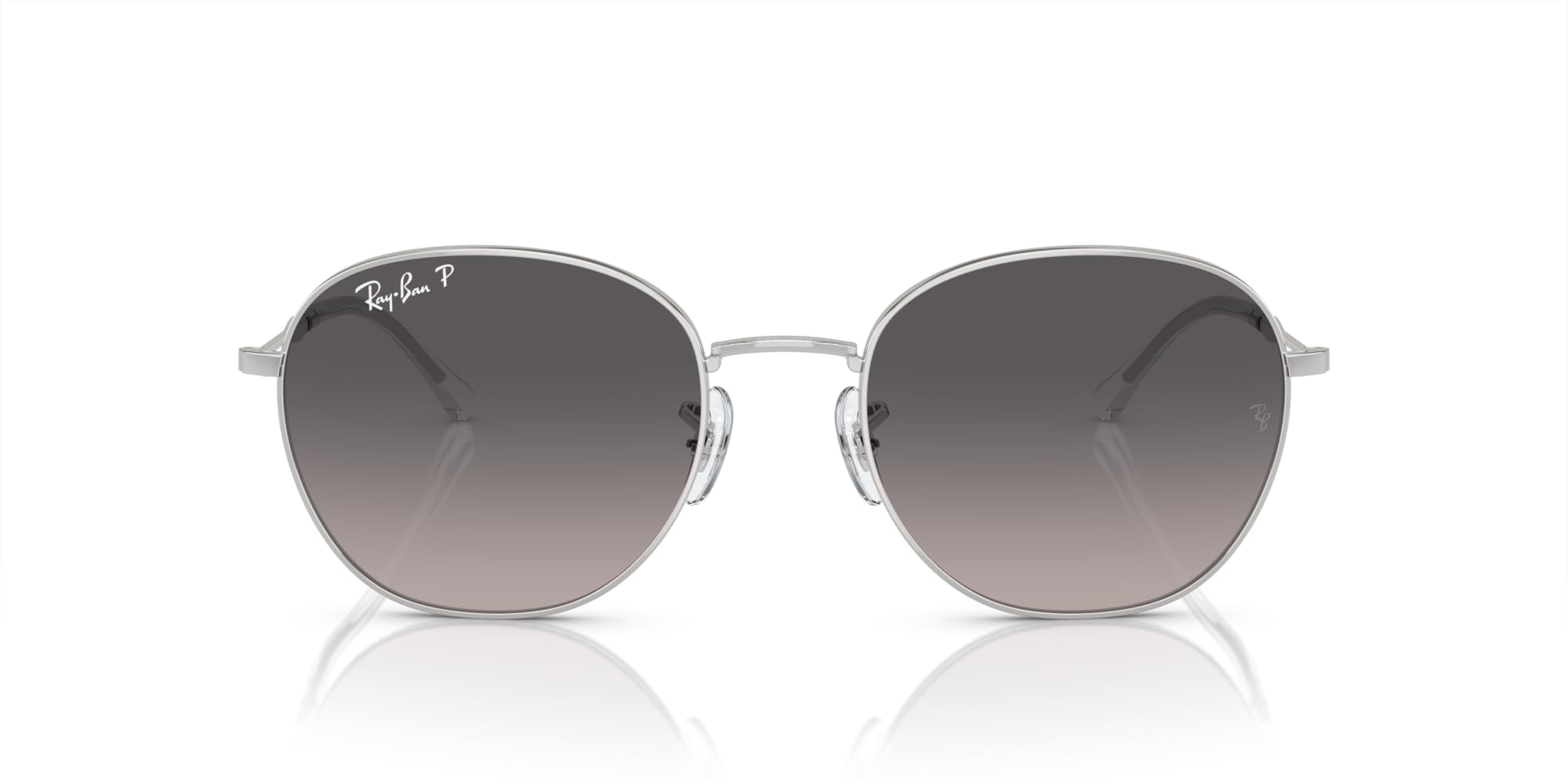 Ray-Ban RB3809 Round Sunglasses, Silver/Grey Gradient Polarized, 53 mm