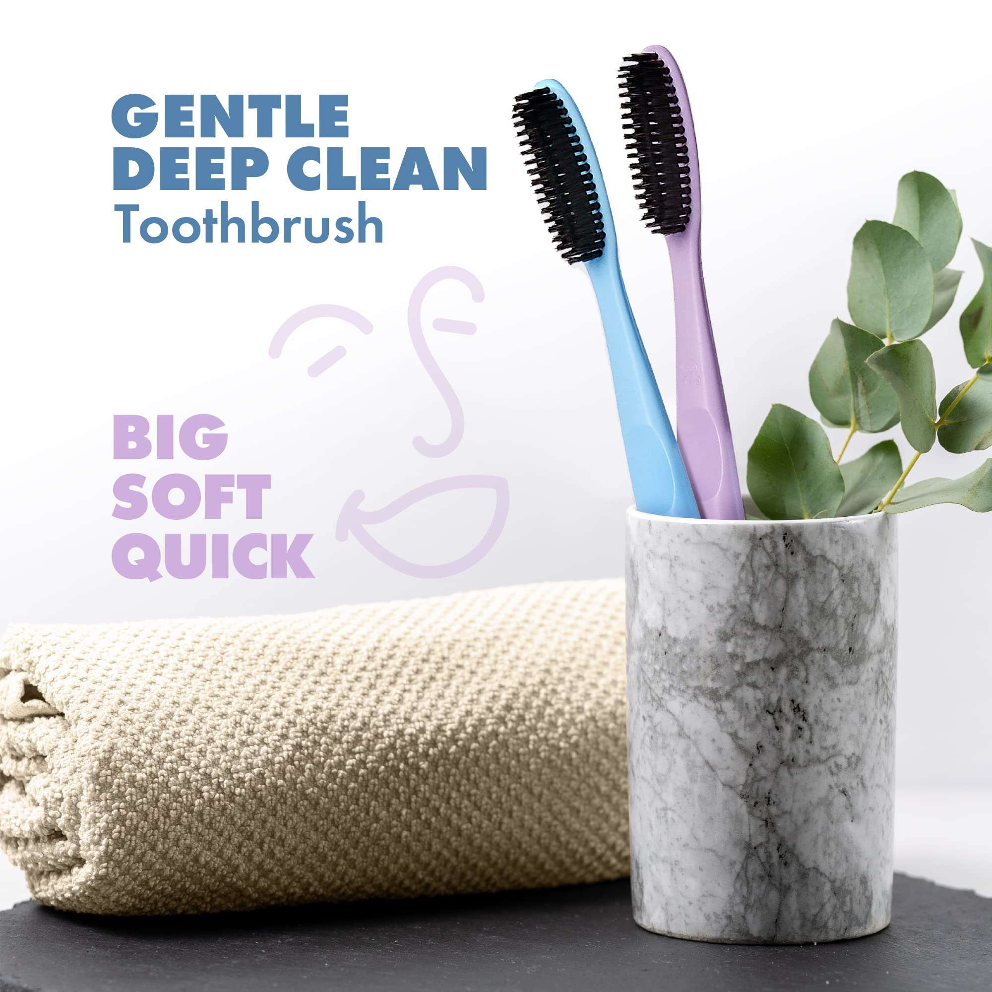 Red by Kiss Gentle Deep Clean Tooth Brush 2X Soft Micro Fiber Brush, Made in Korea 2 Pack (White)