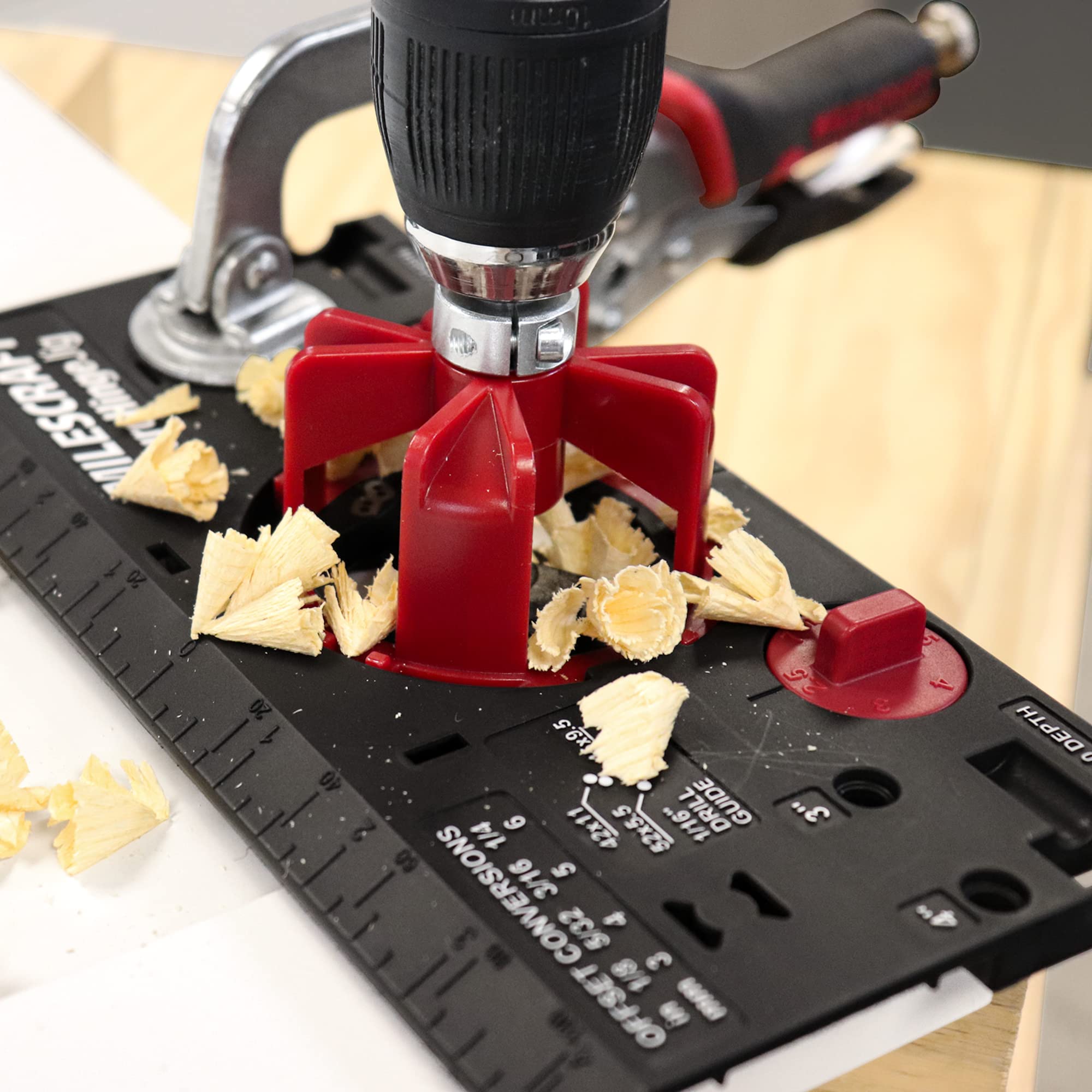 Milescraft 1342 Euro Hinge Jig β Concealed Hinge Jig, Drilling Guide, Drill Jig for Framed and Frameless Cabinets. Metal Drill Guide Produces Perfect Hinge Holes. 35 mm Forstner Bit Included