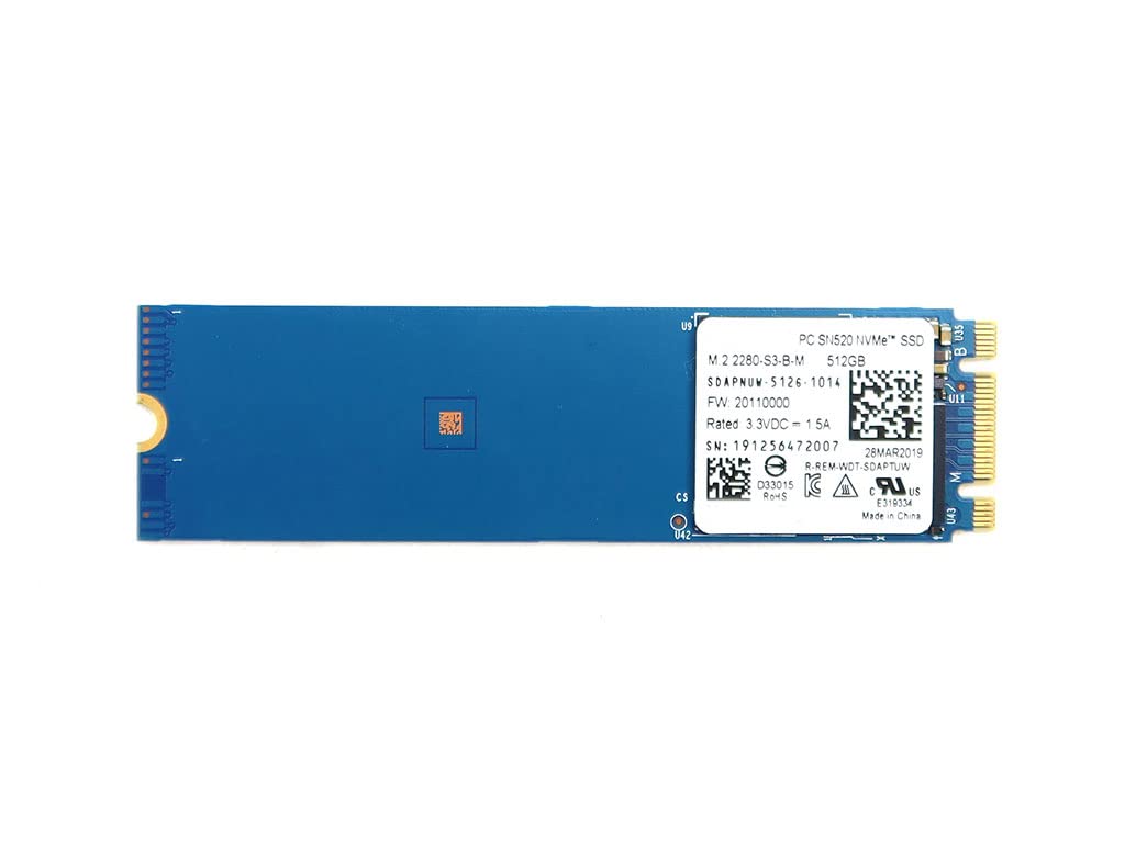 Solid State Drive SDAPNUW-512G-1014 Compatible Replacement Spare Part for Western Digital SN520 SDAPNUW-512G 512GB PCI Express 3.0 x2 TLC NVMe M.2 2280 Internal SSD
