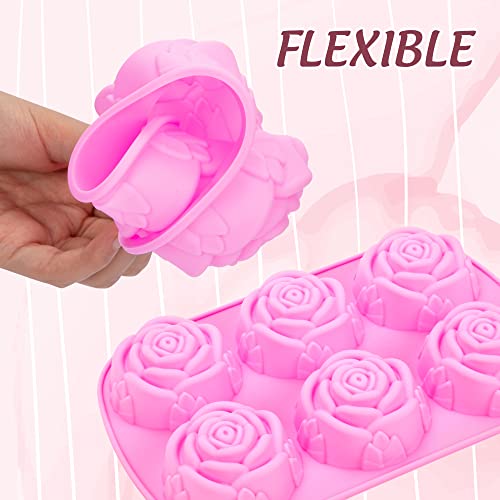 MOTZU 6 Cavity Rose Flower Silicone Ice Cube Candy Chocolate Cake Cookie Cupcake Baking Soap Mould