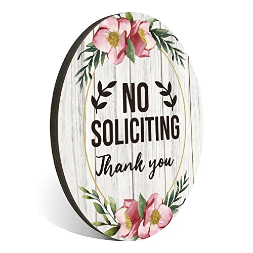 No Soliciting Sign for House or Office, No Solicitors Sign for Front Door or Wall Decor, No Soliciting Signs for Indoor/Outdoor Home or Business Use, 4" x 5" (with Strong Adhesive Tape) - PMB021