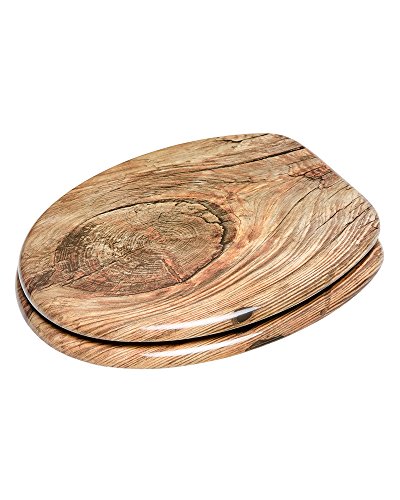 Sanilo ROUND, Silent Slow Close, Molded Wood, Adjustable Toilet Seat, Rustic