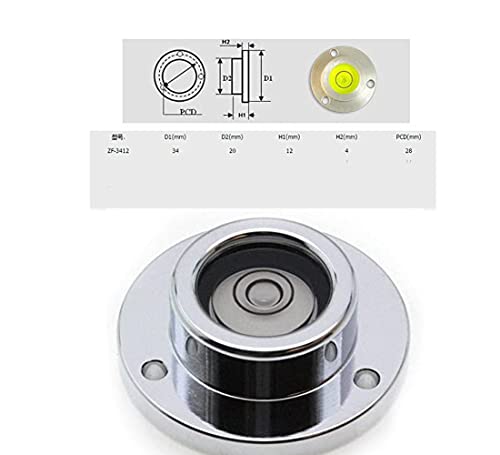 Small Circular Round Bubble Level Spirit Leveler Bubble Ball Vials, Ø34mm, Aluminium Housing, Plastic Vial