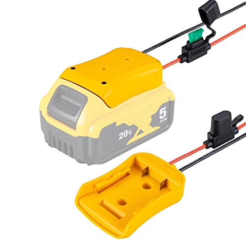 Power Wheel Adapter for Dewalt 20V Battery with Fuse & Wire terminals,Work with for Dewalt DCB205 DCB206 DCB200 Lithium Battery;Power Wheel Battery Converter for Rc Car, Robotics, Rc Truck,DIY use