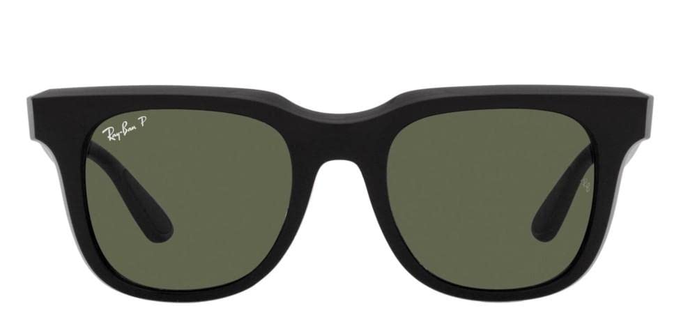 Ray-Ban Rb4368 Square Sunglasses, Black Transparent Black/Dark Green Polarized, 51 mm