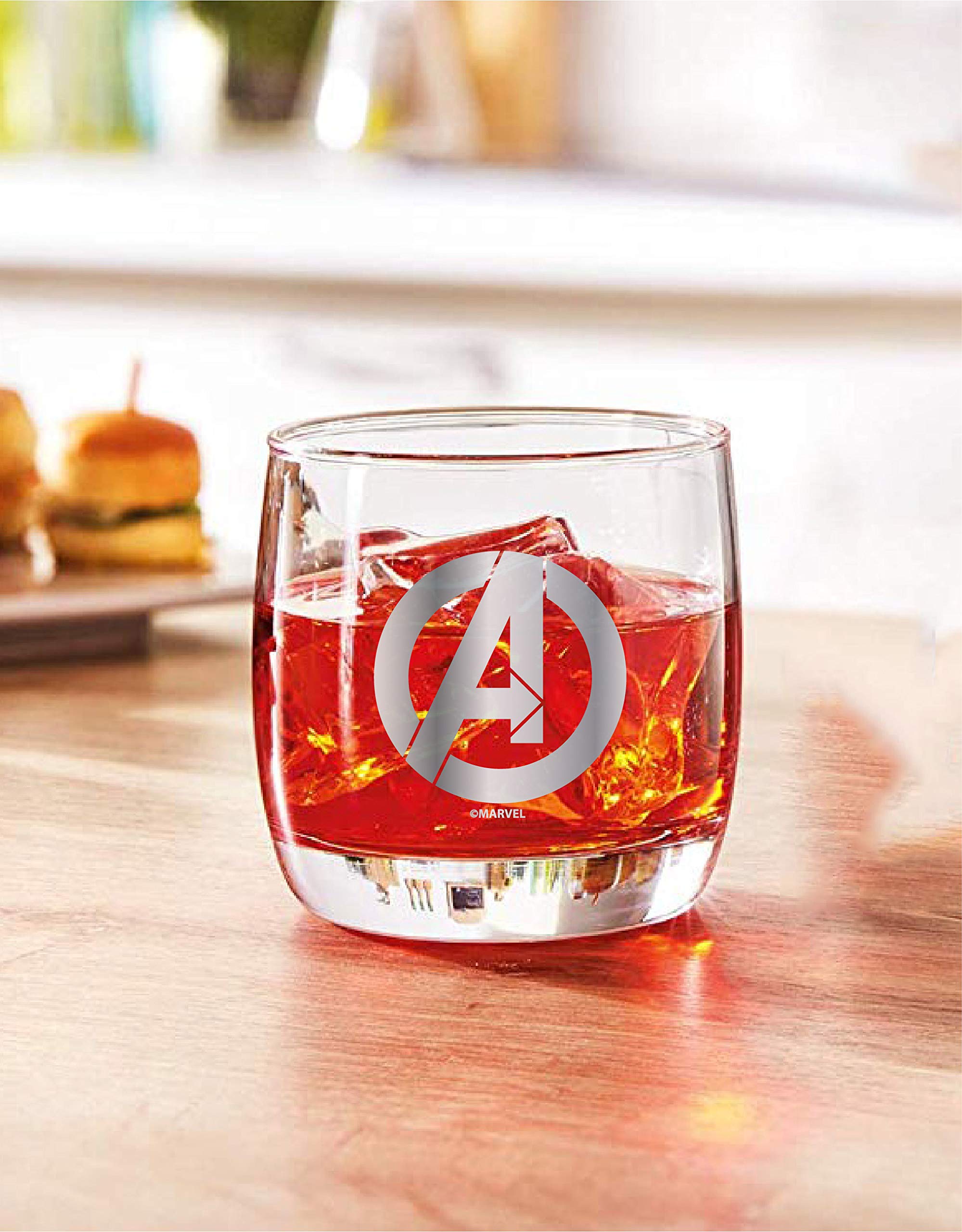 Marvel Glass Set - Avengers Logo - Collectible Gift Set of 2 Glasses - 10 oz. Capacity - Classic Design - Sturdy Base