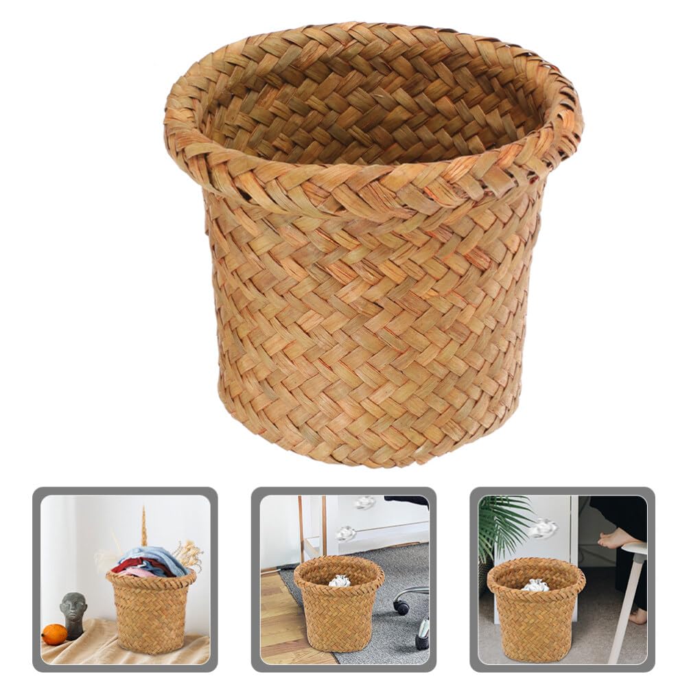 Wastebasket Trash Can Woven Trash Basket for Bathroom Woven Trash Baskets Woven Waste Basket for Home Woven Trash Can Tall Storage Baskets Laundry Baskets Wicker Waste Basket