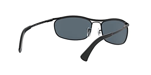 Ray-Ban RB3119 Olympian Rectangular Sunglasses, Demi Gloss Black/Black/Blue, 62 mm