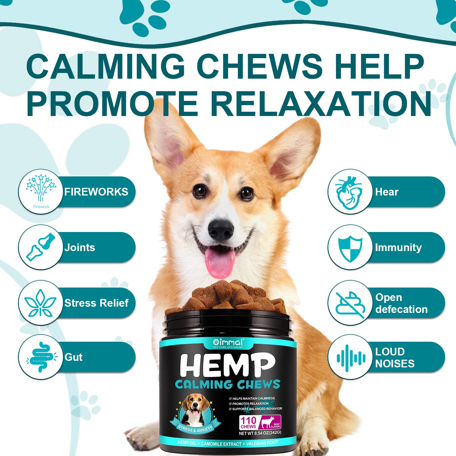 YEUGSCKA Dog Calming Treats Beef Flavor (110PCS), Helps Dog Anxiety & Stress Relief,Aid with Separation,Barking,Stress Relief, Hyperactivity,Aggression, Reactivity for All Breeds,Ages & Sizes Dogs