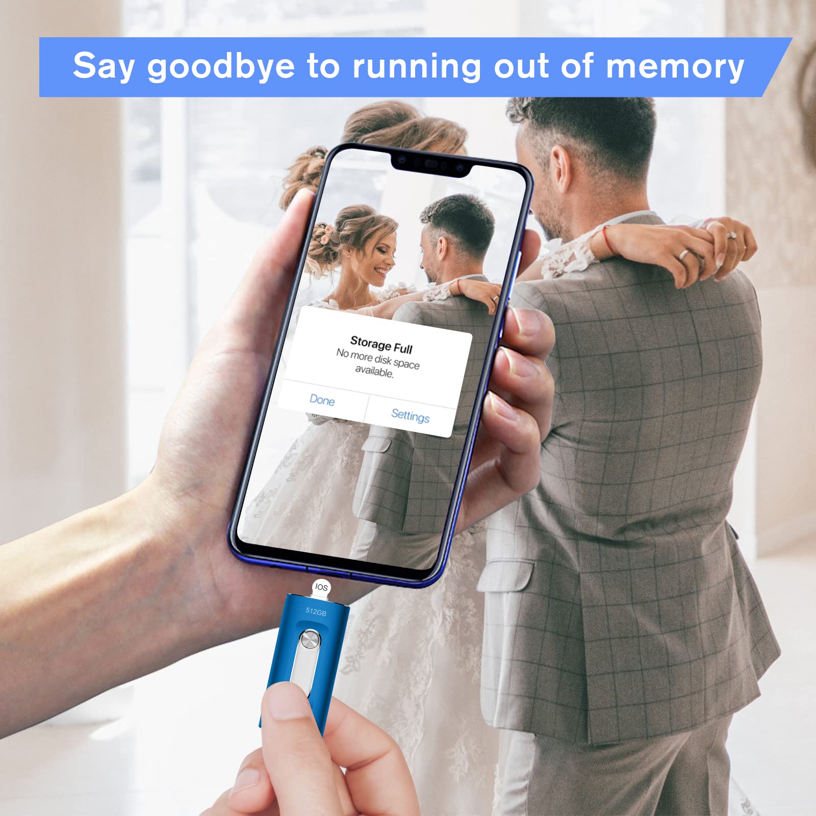 Thumb Drive 512GB for Phone, USB Memory Stick External Storage Flash Drive Photo Stick