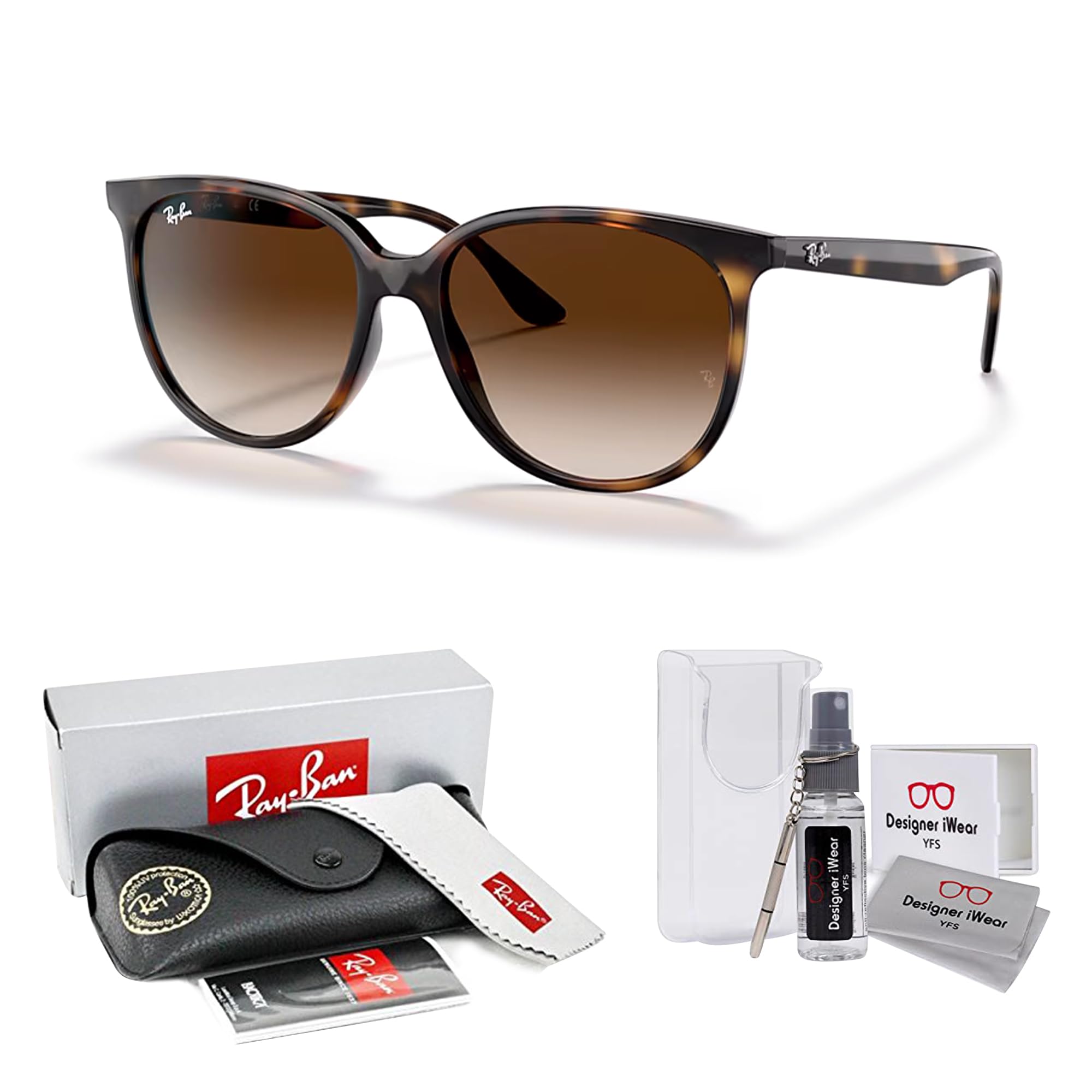 Ray-Ban RB4378 710/13 54MM Havana/Brown Gradient Square Sunglasses for Women + BUNDLE With Designer iWear Complimentary Eyewear Kit