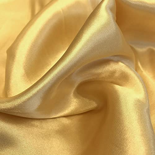 Satin Fabric | 2, 5, 10 Yards | Charmeuse Satin | 60" Wide | Silky & Shiny | Decoration, Fashion Crafts (Rich Gold, 2 Yards)