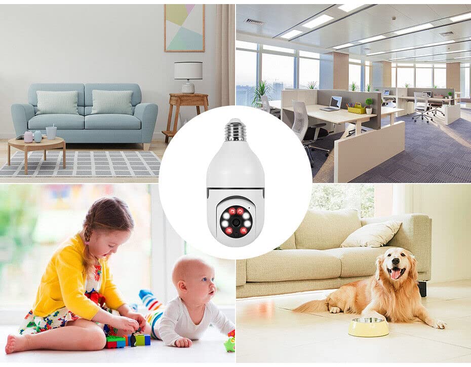 IZENGATE Light Bulb Security Camera,2.4GHz/5GHz Wireless WiFi 1080P Outdoor Cam, 360° Panoramic Motion Detection and Alarm Two-Way Audio E27 Socket,Home Surveillance Cameras with 64GB Card (1PCS)