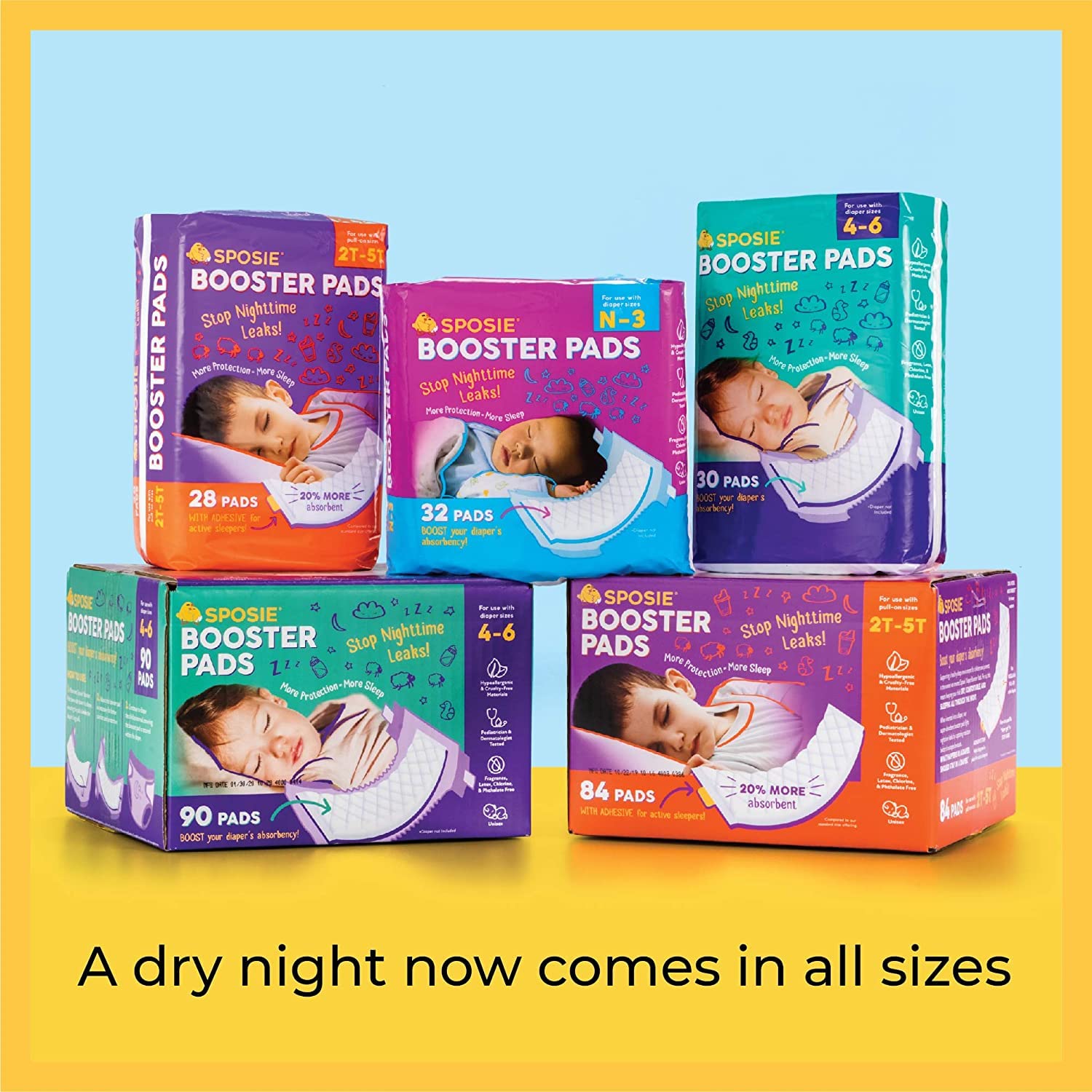 Sposie Diaper Booster Pads - Diaper Pads Inserts Overnight, Cloth Diaper Inserts and Overnight Diapers Size 4-6 and 2t-5t, Diaper Liners Baby Products