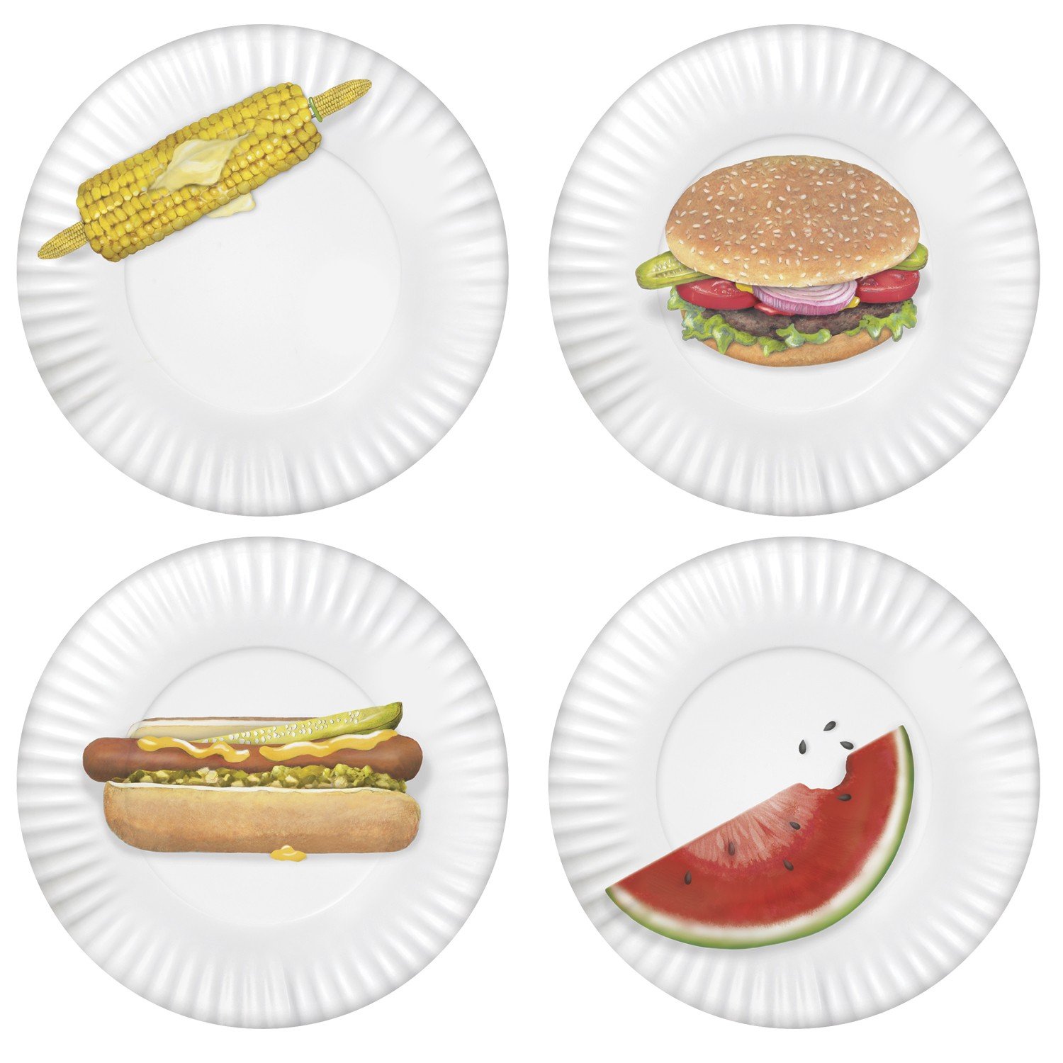 Mary Lake-Thompson BBQ Picnic 9-inch Melamine Plates, Set of 4