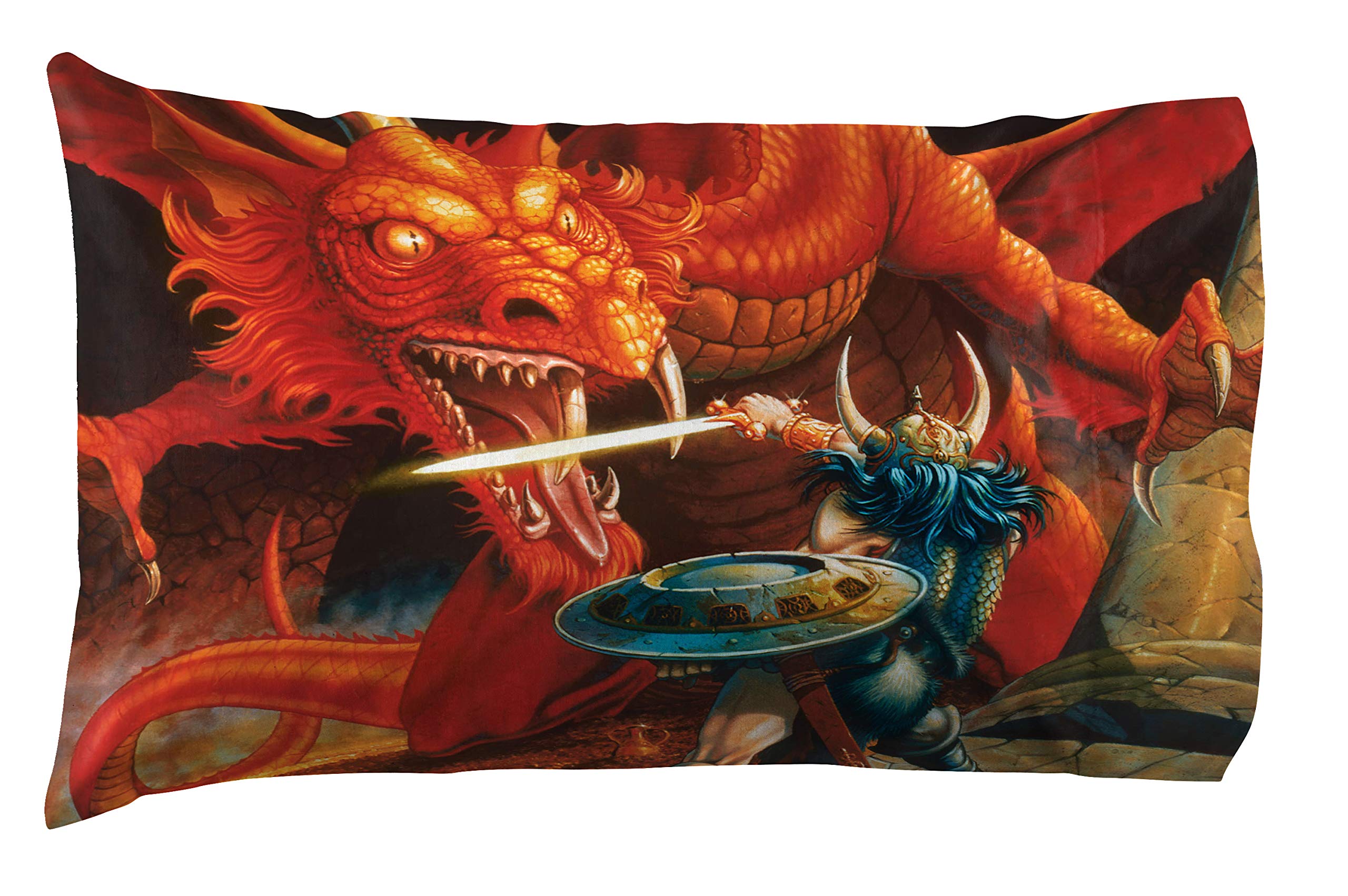 Jay Franco Dungeons & Dragons Red Box 1 Single Reversible Pillowcase - Super Soft Bedding (Official Dungeons & Dragons Product)