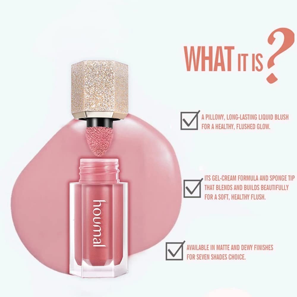 Soft Cream Liquid Blush Stick,Korean Liquid Blushes Cheeks Brush,Moisturizing Creamy Formula,Silky Smooth Lightweight Blendable Blush Lasting Sheer Rouge Tint, Natural-Looking Advanced Hazy Feeling (01# Smoked Pink)