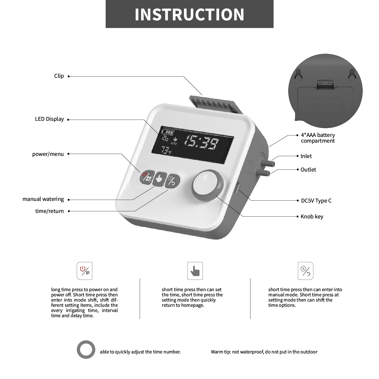 REKTON Automatic Drip Irrigation Kit,Houseplants DIY Micro Self Watering System with 30Day Digital Programmable Water Timer 5V USB Power Operation for Indoor Potted Plants Vacation Plant Watering