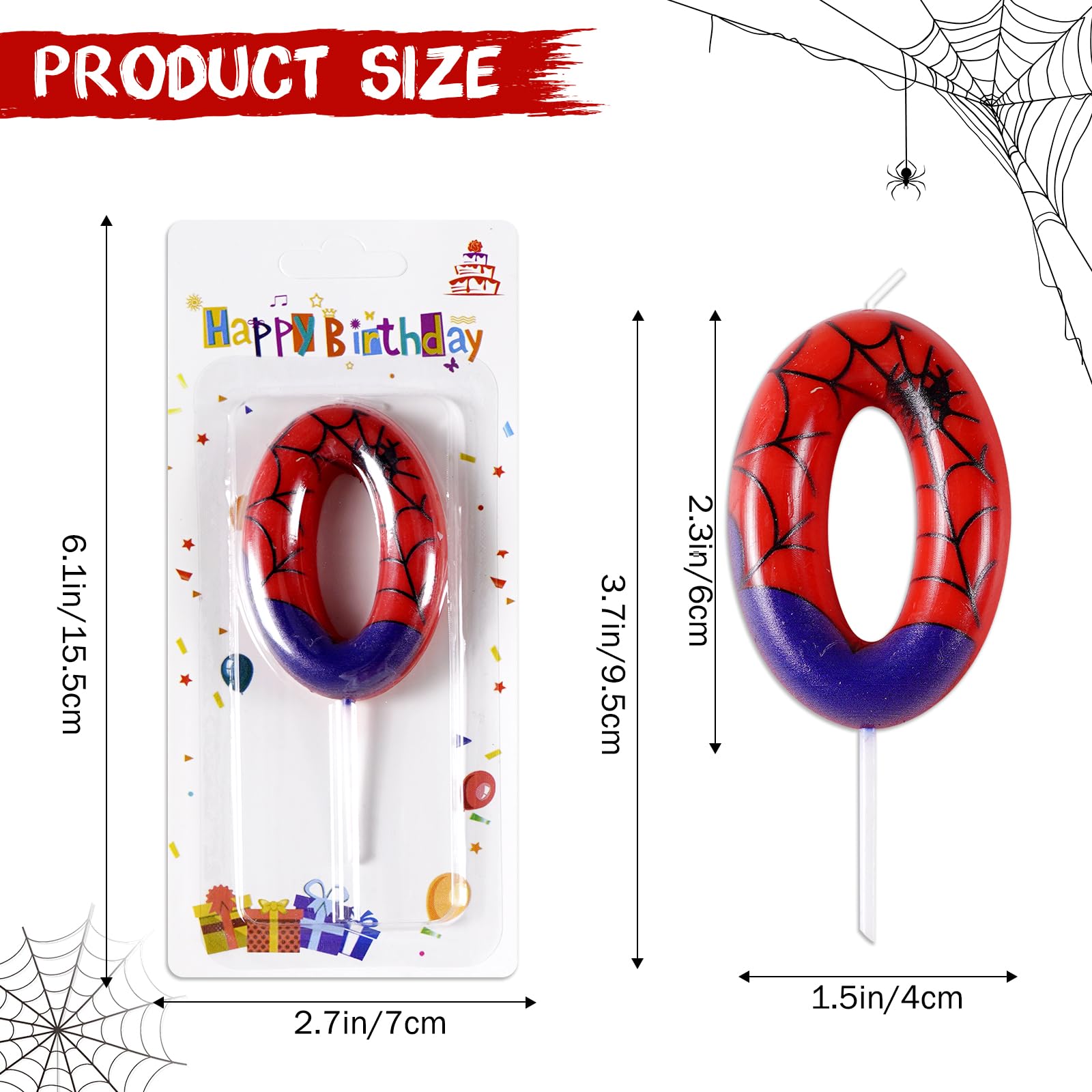Spider 3rd Birthday Candle, Red Spider Number 3 Cake Candle Birthday Cake Topper for Spider 3rd Birthday Party Decorations