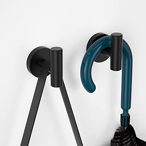 SOCONT Towel Hooks for Bathrooms Wall Mount, 2 Pack Matte Black Towel Hook for Hanging, Heavy-Duty Bathroom Wall Hooks for Towel Robe Black Wall Hooks SUS 304 Stainless Steel for Bathroom Kitchen
