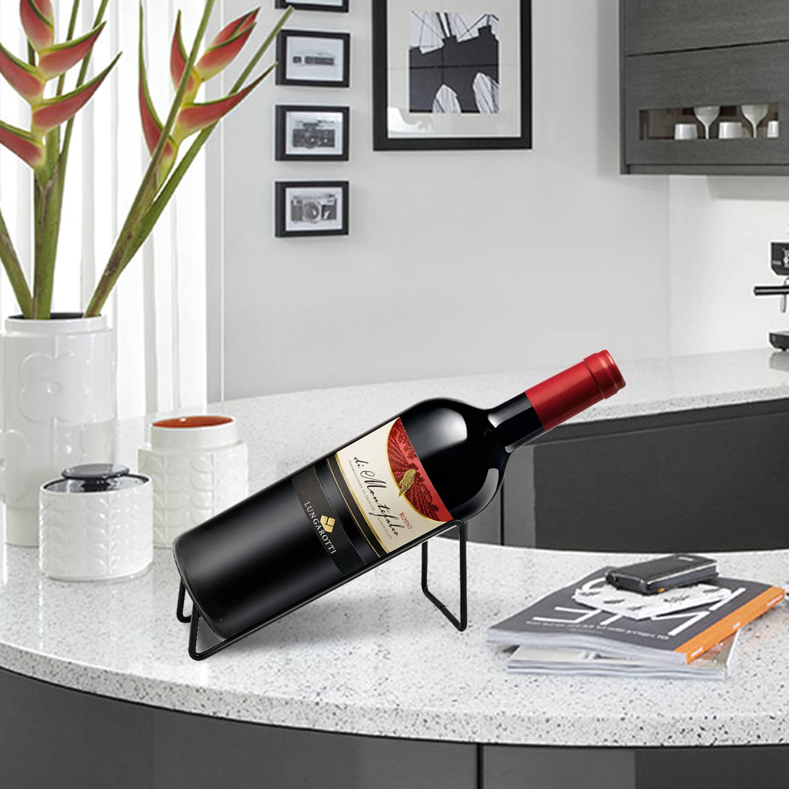 Milkary Single Wine Rack, 6Packs Tabletop Wine Display Rack Modern Single Bottle Champagne Rack for Home Decor, Restaurants, Bar, Wine Party