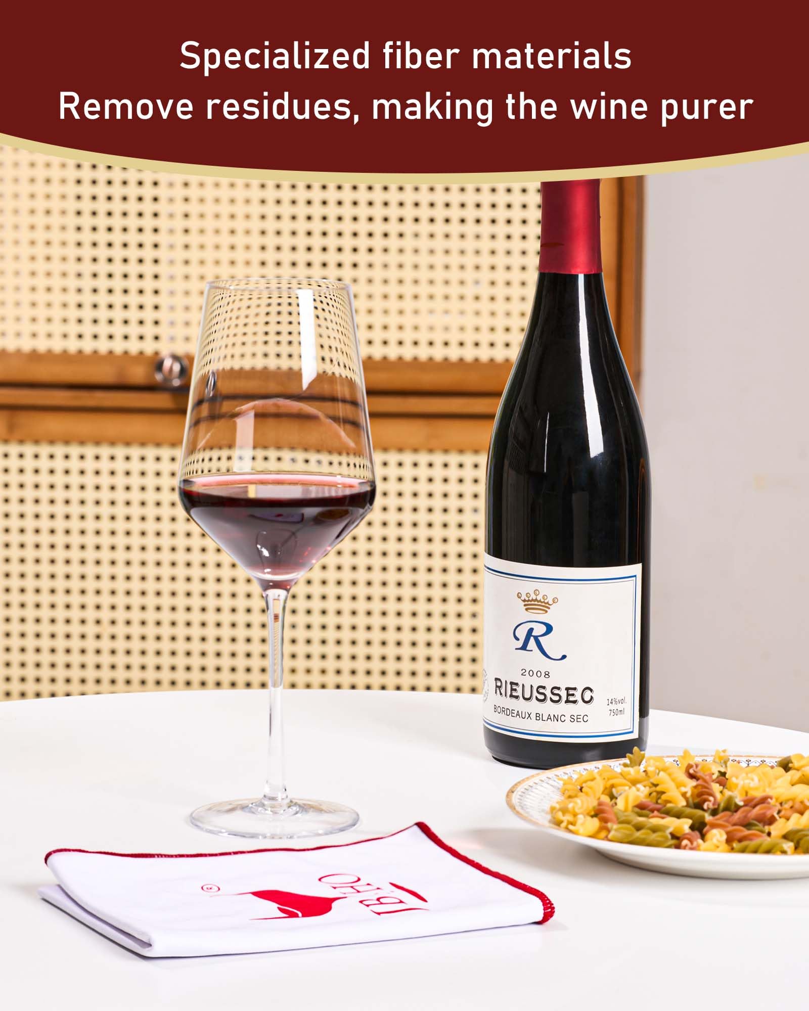 JBHO Polishing Cloth, Wine Glasses Polishing Cloths and Hand Blown Italian Style Crystal White or Red Wine Glasses