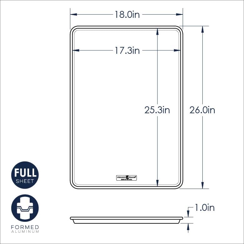 Nordic Ware Aluminum Full Size Sheet Pan 26 x 18 inches for commercial oven use, Full Sheet, 2-Pack (For Commercial Oven Use., Not for standard home ovens)