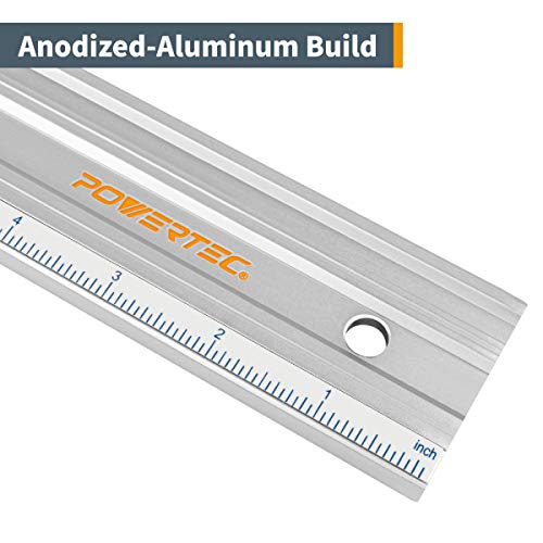 POWERTEC 71503 50" Anodized Aluminum Straight Edge | Metal Straight Edge Machined Flat to Within 0.003” Over Full 50” - Professional Finishing Tools