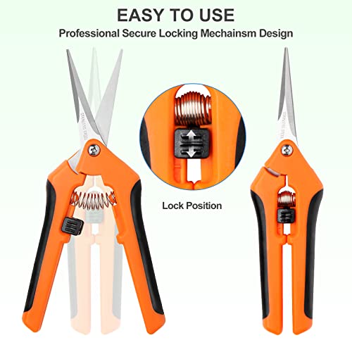 Premium Pruning Shears, Reggory Garden Shears with Upgrade Straight Stainless Steel Blades, Strong Sharp Garden Scissors, Clippers for Gardening/Indoor Plants.