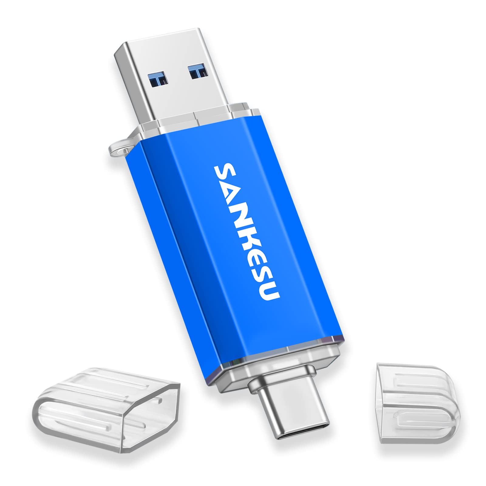 SANKESU USB 3.0 Stick 128GB Type C Flash Drive, USB-A & Type-C OTG Dual Thumb Drive, 2 in 1 Memory Stick Cle USB External Date Storage Compatible with Type C Phone and Tablet/Laptop/Computer