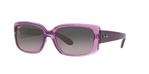 Ray-Ban Women's RB4389 Square Sunglasses, Transparent Violet/Grey Gradient Polarized, 55 mm