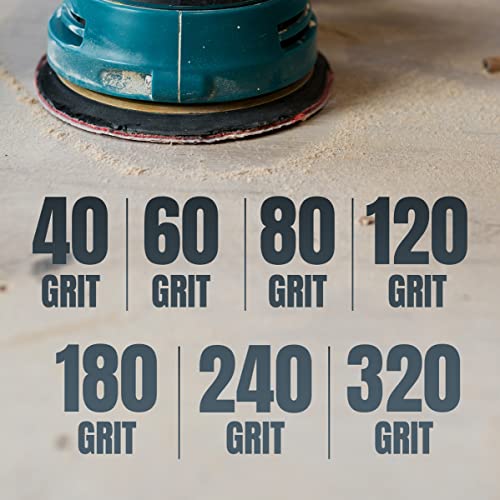 POWERTEC 45032 5 Inch 8 Hole Hook and Loop Sanding Discs, 320 Grit, 25 PK, Sandpaper for Random Orbital Sanders