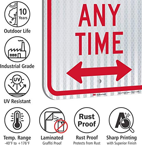 SmartSign - K-2331-HI-12x18 "No Parking Any Time" Sign | 12" x 18" 3M High Intensity Grade Reflective Aluminum Red on White