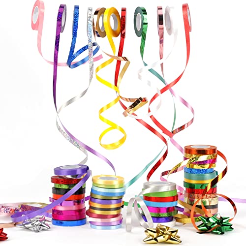 WELTOKE 27 Rolls Curling Ribbon Balloon String Roll Gift Wrapping Ribbon for Wrapping, Crafting, Wedding, Party, Festival, Florist Flower(1/5 " Wide / 27 Colors)