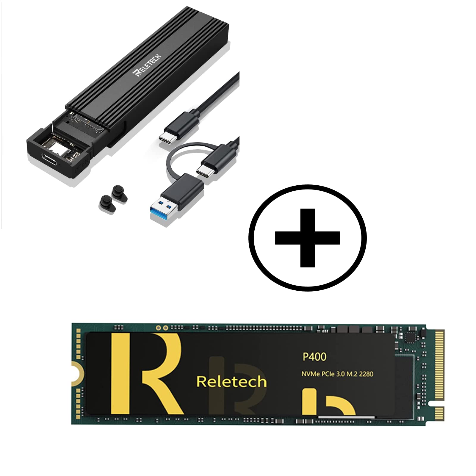 Reltetech M.2 Type-C 10GPS Hard Drive case and P400 M.2 SSD 3500M/S 1TB