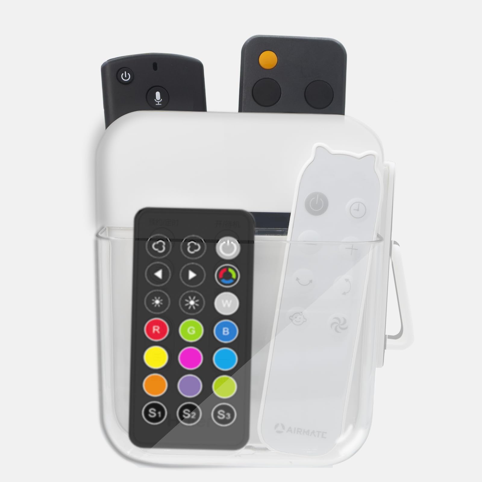 Remote Control Holder Wall Mount, 2 Compartments Storage Transparent Organizer Holds Up to 4 Remotes