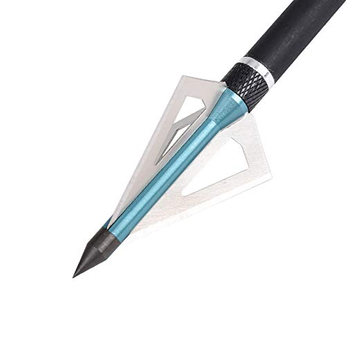 Hunting Broadheads, 12PK 3 Blades Archery Broadheads 100 Grain Screw-in Arrow Heads Arrow Tips for Crossbow and Compound Bow Blue (Pack of 12)