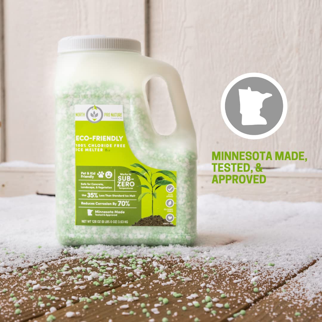 Northern Salt North Pro Nature Sub Zero Deicer, 8 lb Ice Melt Jug, 100% Chloride Free Eco-Friendly Concrete Safe Ice Melt for Pavement