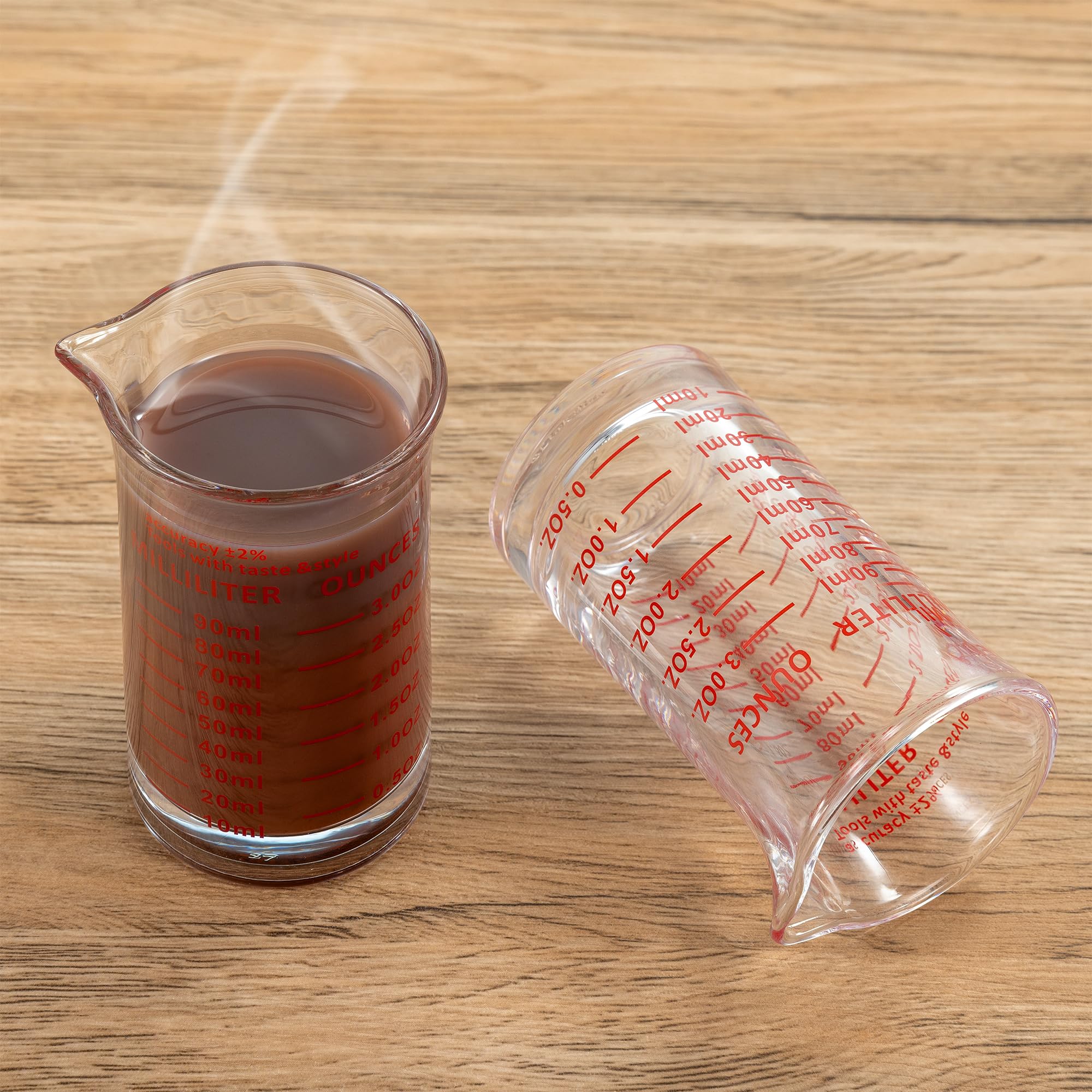 Shot Glass Measuring Cup 3 Ounce/90ML Liquid Heavy High Espresso Glass Cup Red Line