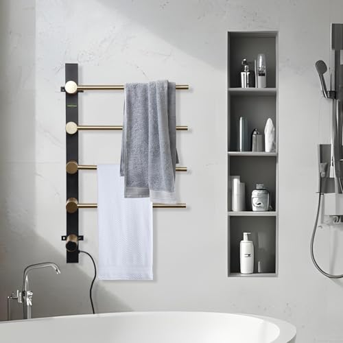 Wall Towel Warmer - Stainless Steel Towel Warmer,4-Bar Bathroom Towel Heater, Electric Heated Towel Racks for Kitchen/Apartment/Hotel