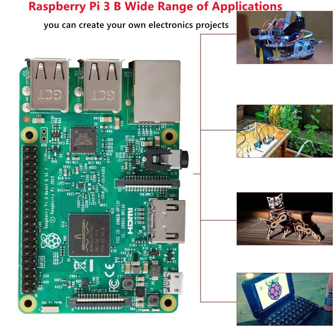 RasTech Pi 3 Model B Starter Kit with 32GB Card HD Cable Network Cable 5V 3A Power Supply with ON/Off Case Cooling Fan, 3 Heatsinks Card Reader Screwdriver